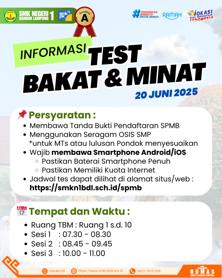 Informasi Pelaksanaan Tes Bakat dan Minat SPMB Tahun Ajaran 2025/2026 ...